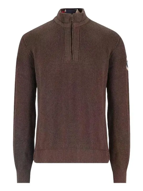NAPAPIJRI Ribbed-knit Quarter-zip Sweater - Brown