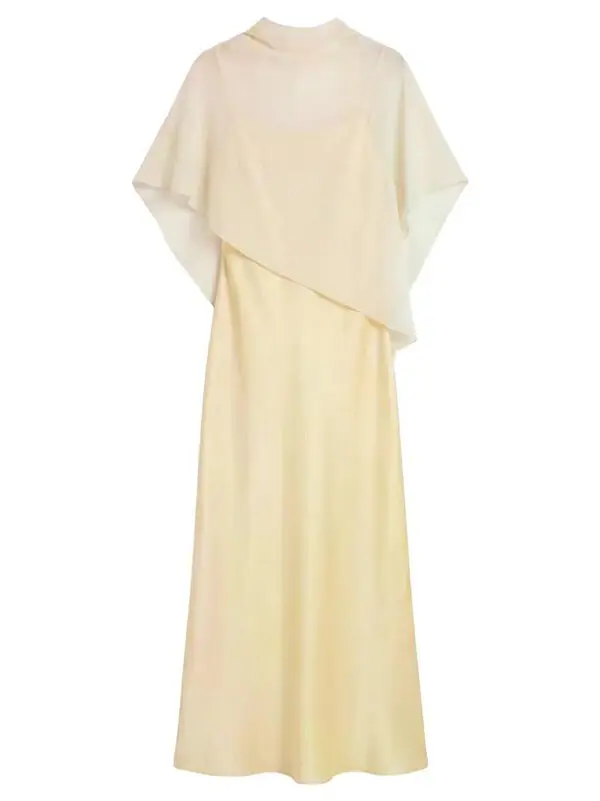 REFORMATION Lilibeth Asymmetric Silk Midi Dress - Neutrals