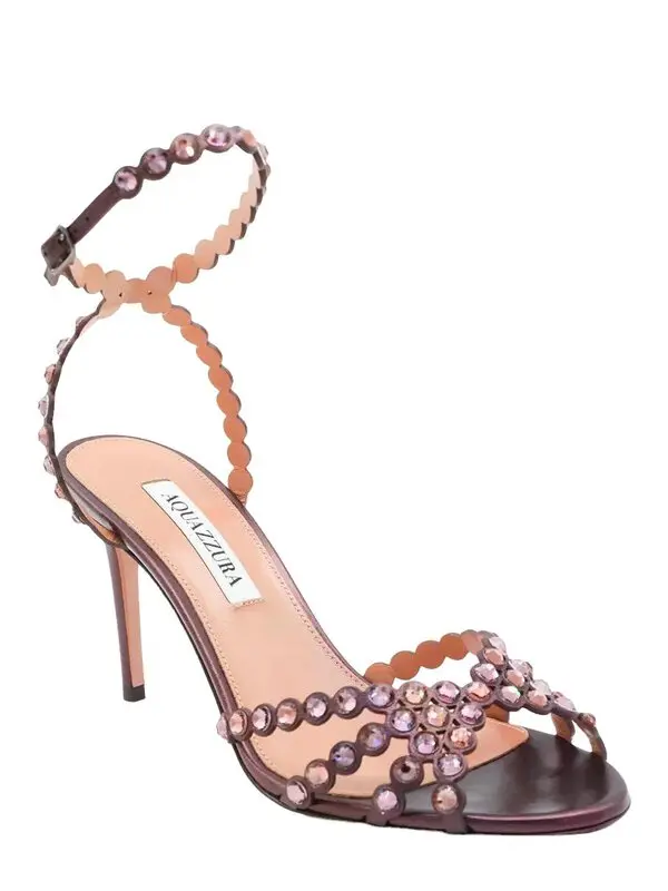 AQUAZZURA Tequila Crystal-embellished Sandals - Brown