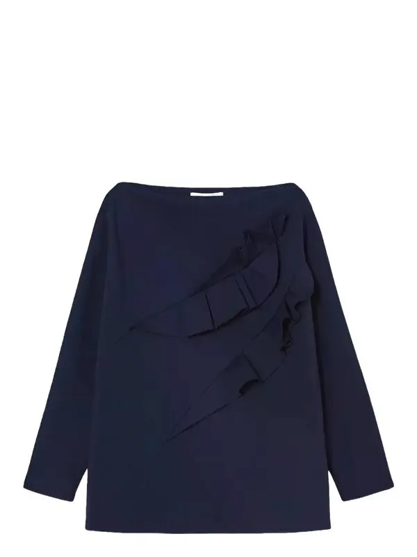 PSOPHIA Ruffled Long-sleeve T-shirt - Blue