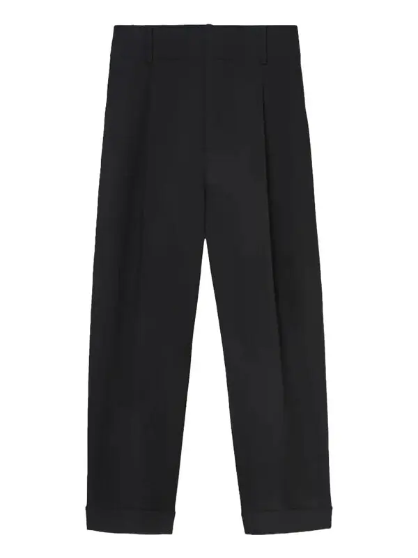 PSOPHIA Pleated Turn-up Trousers - Black