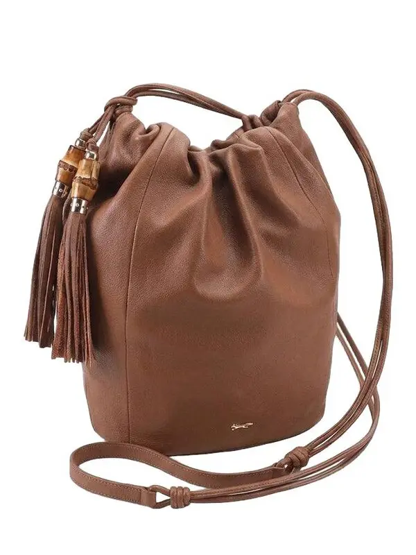 Paul Costelloe Piper Leather Crossbody Bucket Bag - Brown