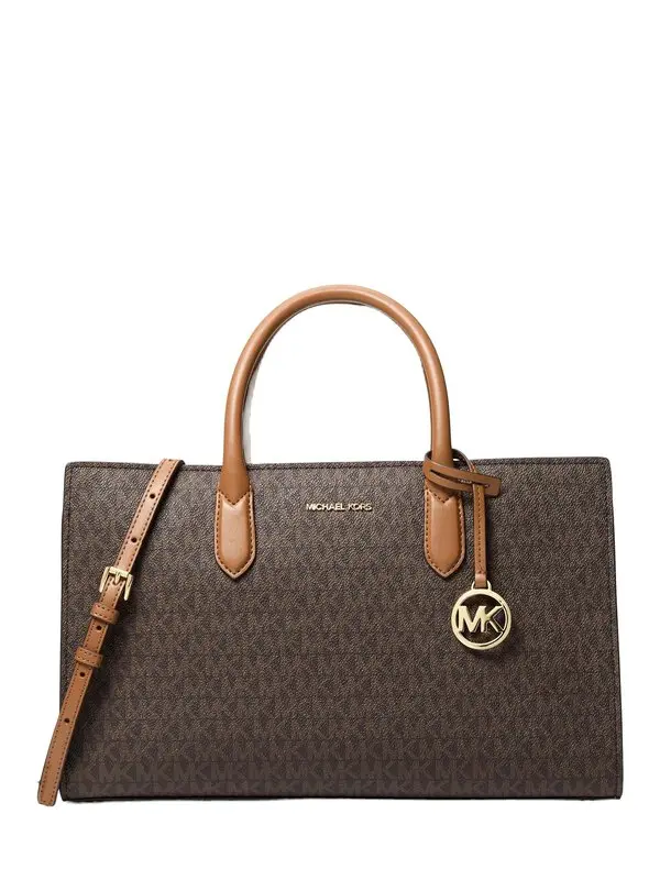 Michael Kors Scarlett Medium Signature Logo Satchel In By - Brown
