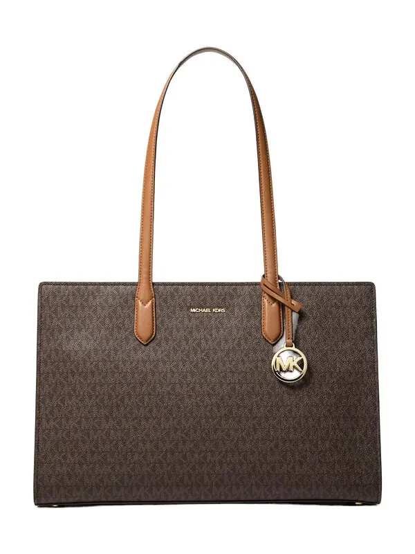 Michael Kors Scarlett Medium Signature Logo Tote Bag In By - Brown