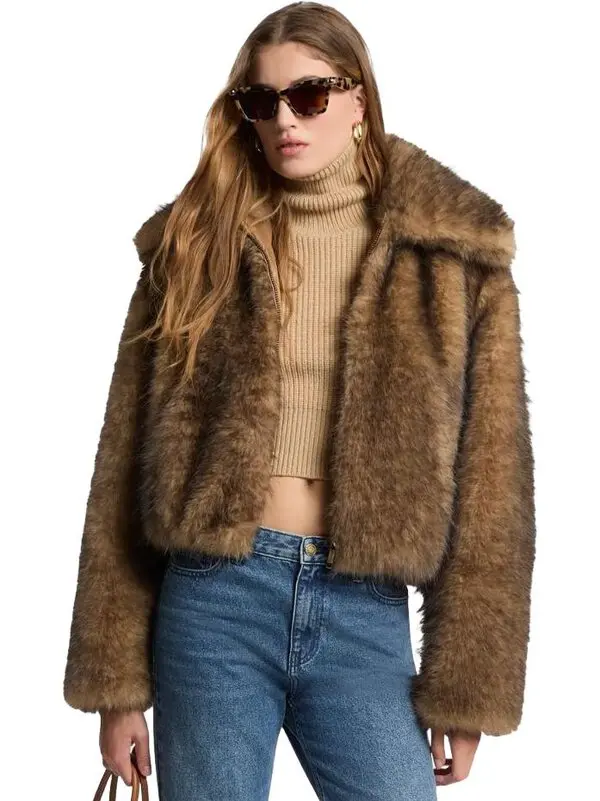 Michael Kors Faux Fur Jacket - Brown