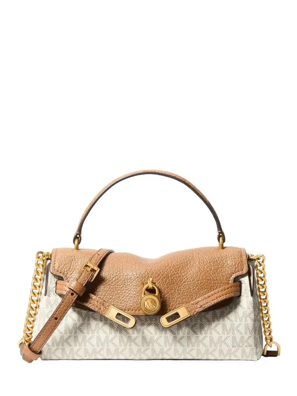 Michael Kors Hamilton Moderne Extra-small Signature Logo Slouchy Crossbody Bag In By - Natural