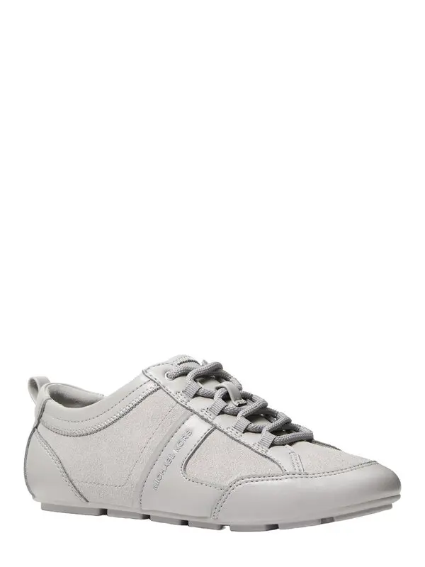 Michael Kors Keely Suede And Leather Trainer In Size By - Silver