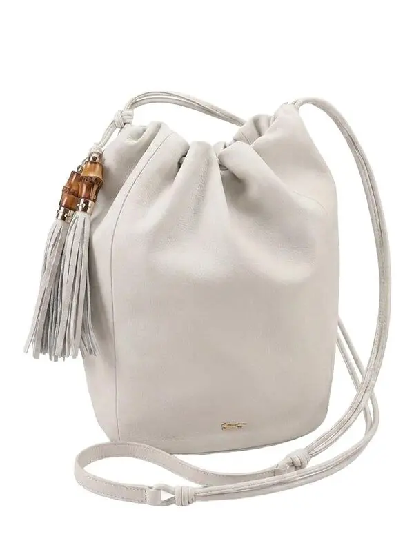 Paul Costelloe Piper Leather Crossbody Bucket Bag Neutrals - Black
