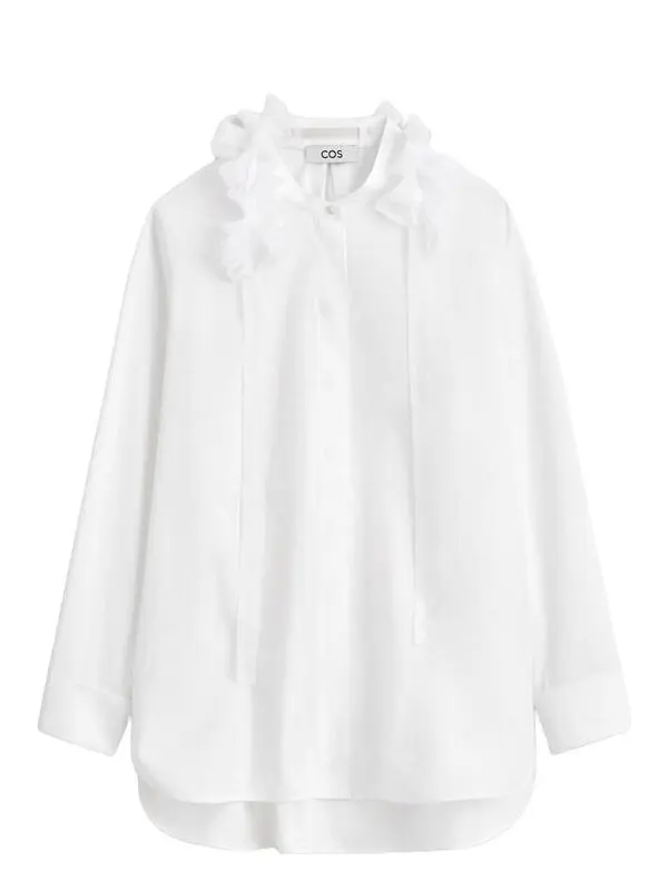Cos Ruffled-collar Cotton-silk Shirt - White