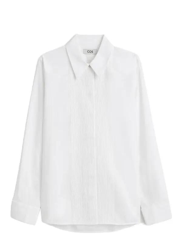 Cos Pintucked Cotton-silk Tuxedo Shirt - White