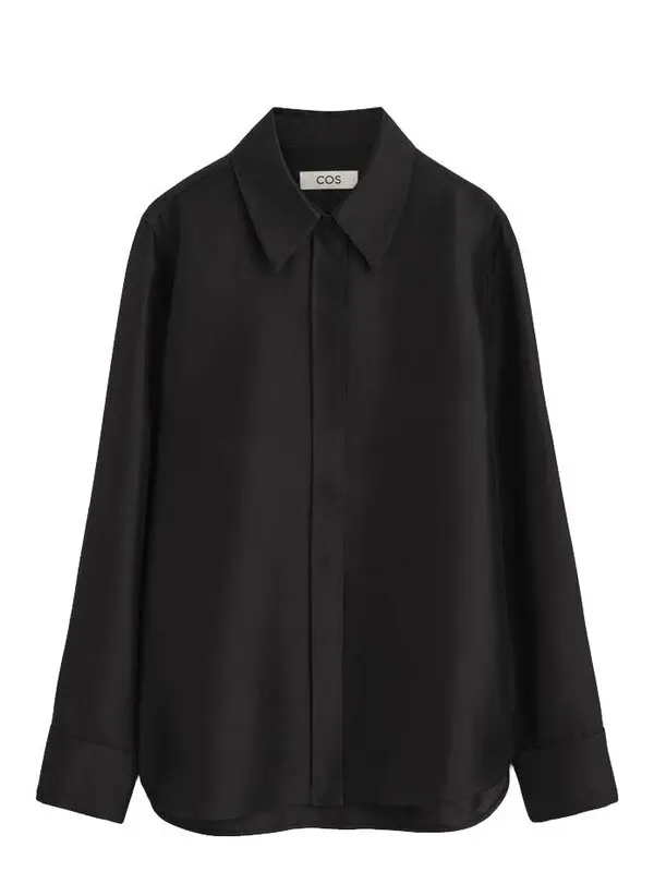 Cos Tailored Silk Shirt - Black