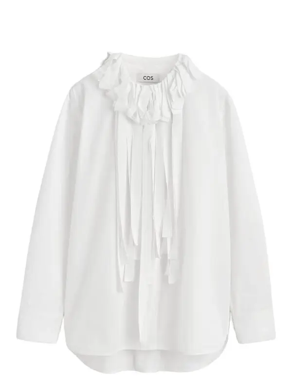 Cos Grosgrain Bib-front Cotton Shirt - White