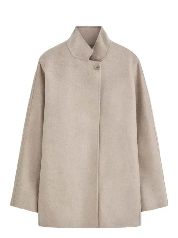 Cos Double-faced Cashmere Mock-neck Jacket - Beige