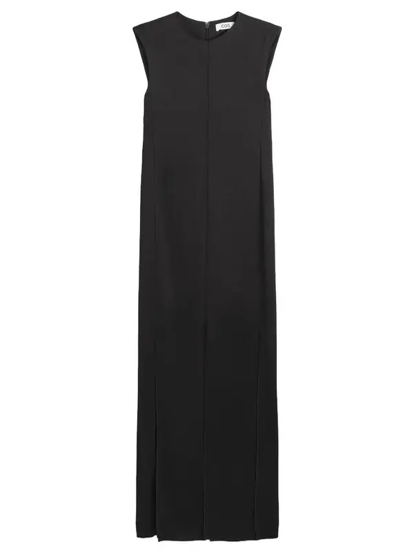 Cos Paneled Matte-satin Column Dress - Black