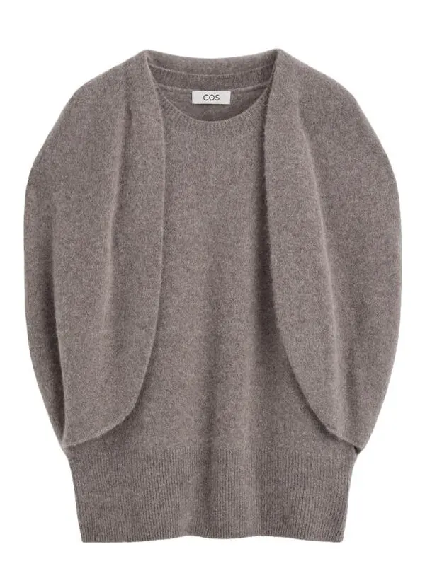 Cos Draped Cashmere Cape Sweater - Beige