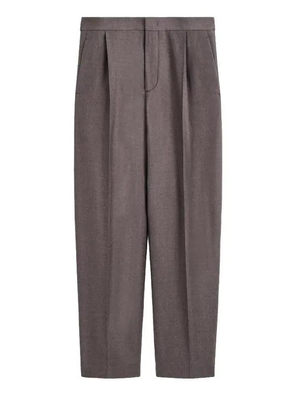 Cos Wool-flannel Relaxed-fit Straight-leg Pants - Brown