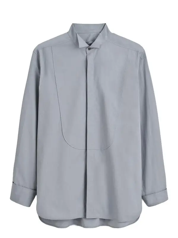 Cos Bib-front Cotton Shirt - Gray