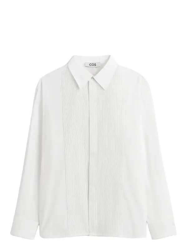 Cos Pintucked Cotton Tuxedo Shirt - White