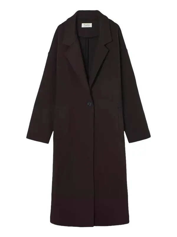 PSOPHIA Notched-lapels Single-breasted Coat - Brown