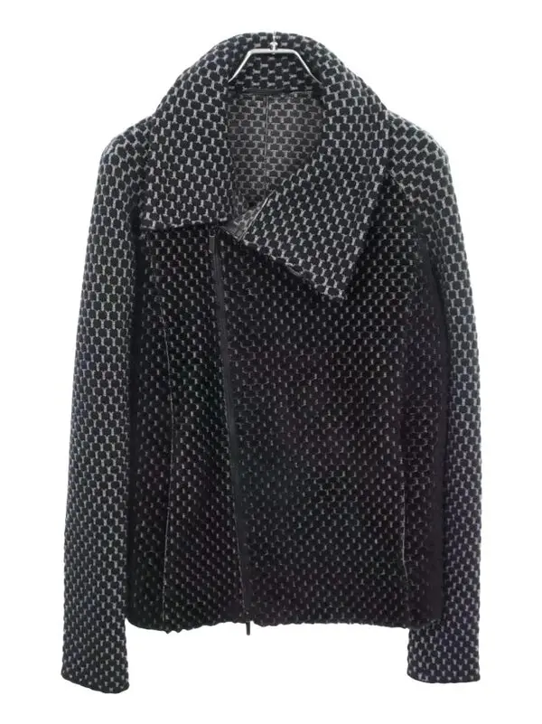 Emporio Armani 2010s Checkered Jacquard Jacket - Blue