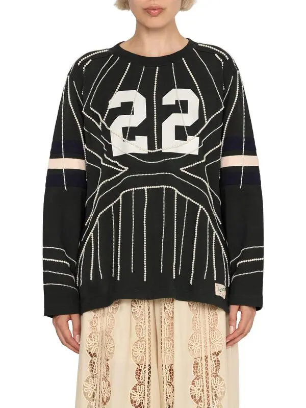 Sea Quinn Beaded Graphic Long Sleeve T-shirt - Green
