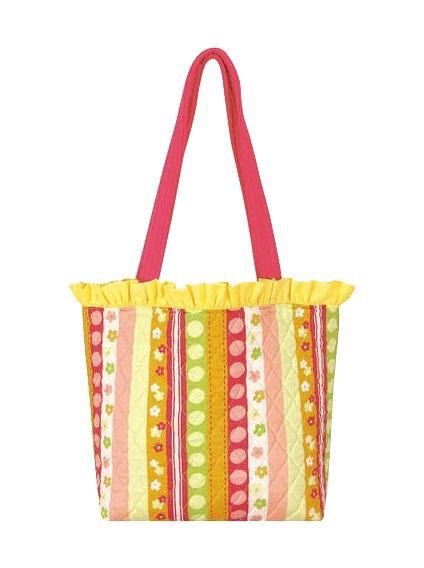 C&F HOME Ribbon Stripe Ruffle Tote - Pink