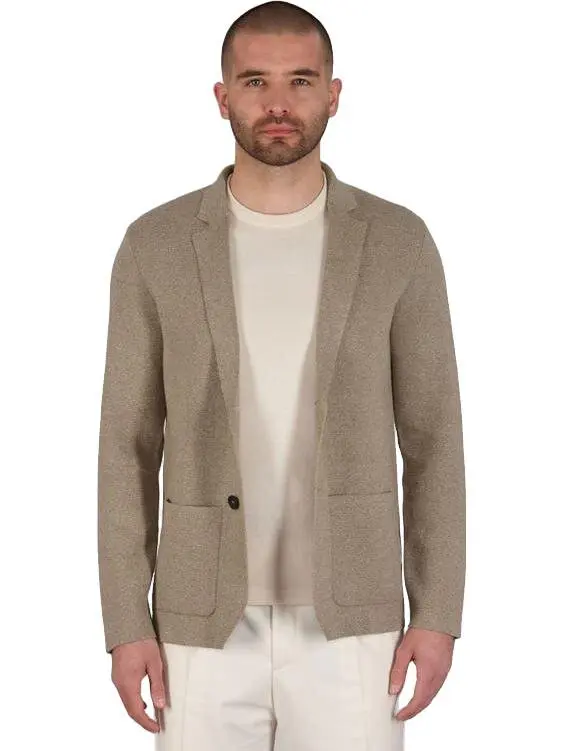 PAUL JAMES Lightweight Cotton Knitted Blazer - Brownjaspe