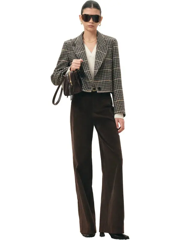 Fabrique Greer Houndstooth Cropped Blazer In Wool Tweed - Multicolor