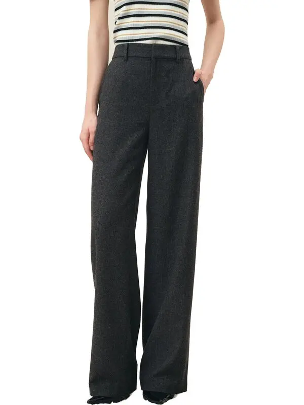 Fabrique Alix Hand Braided Straight Leg Pants In Wool Blend - Grey
