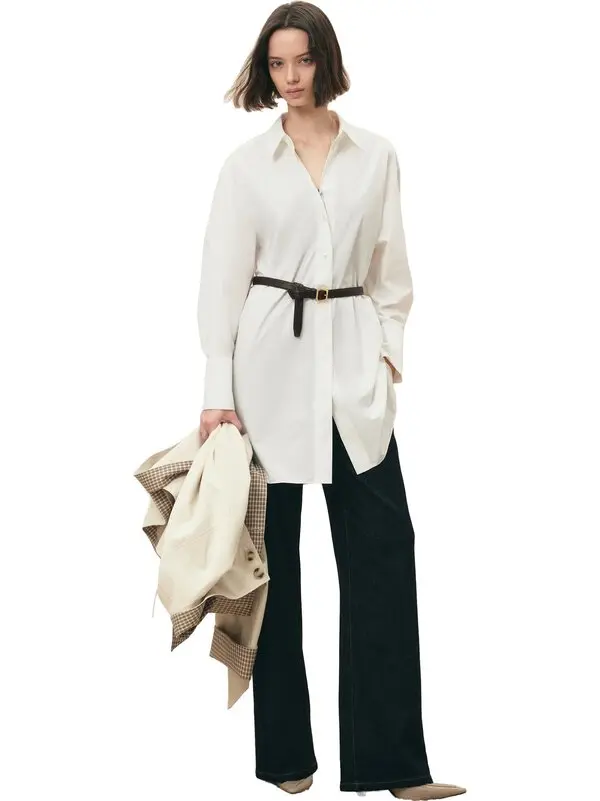 Fabrique Kate High Low Oversized Shirt Dress - White