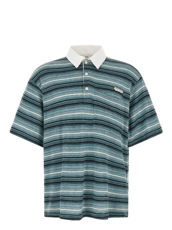 SONG FOR THE MUTE Gym Oversized Stripe Polo Shirt - Multi-color