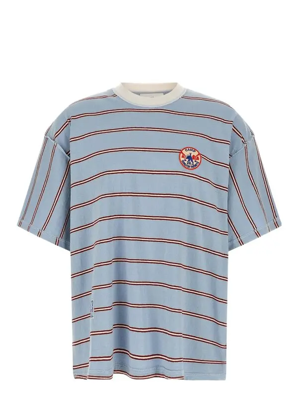 SONG FOR THE MUTE Gym Tee Striped Oversized T-shirt - Light Blue