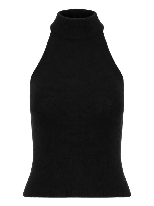 ROBERTO COLLINA Sleeveless Turtleneck Knit Top - Black
