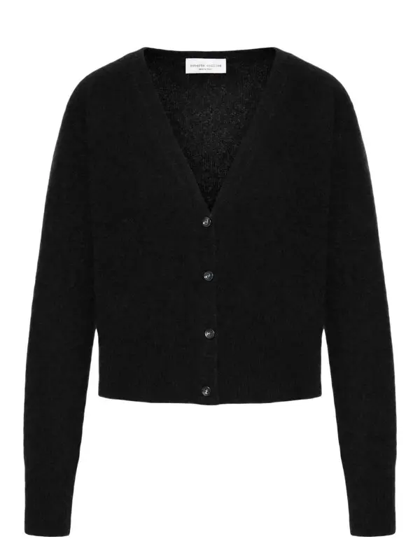 ROBERTO COLLINA Cropped V-neck Knit Cardigan - Black