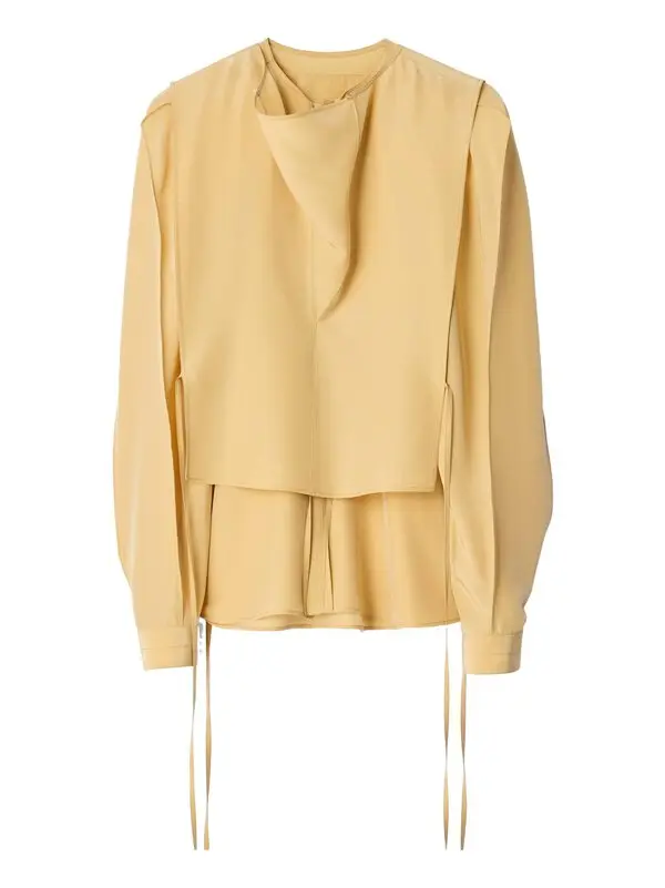 LEMAIRE Layered Blouse In Silk And Viscose Cloth - Custard