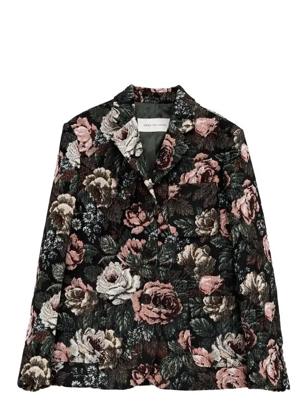 Dries Van Noten Single-breasted Floral Jacket - Black
