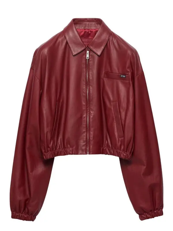 Prada Nappa Leather Jacket - Cherry