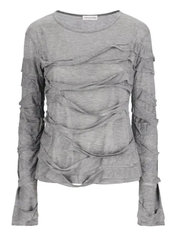 7 For All Mankind Draped Long Sleeve Sweater - Grey
