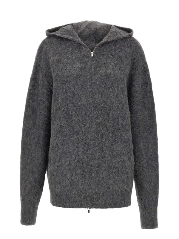 7 For All Mankind Fuzzy Zip Hooded Cardigan - Gray