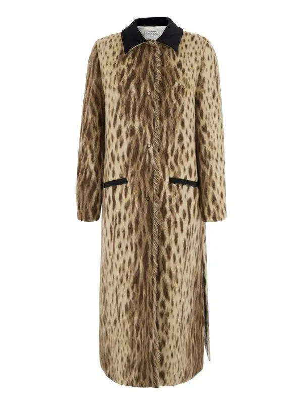 FORTE_FORTE Royal Leopard Long Jacquard Coat - Beige