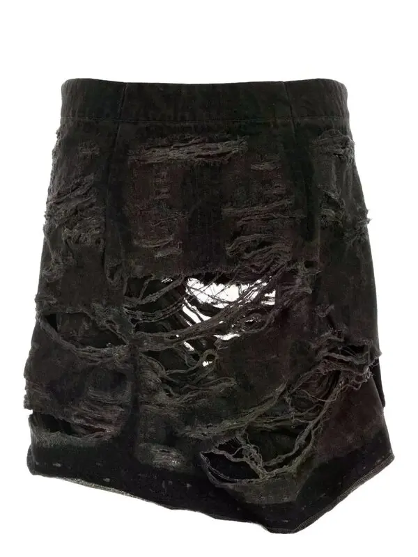 Rick Owens Distressed Asymmetric Mini Skirt - Brown