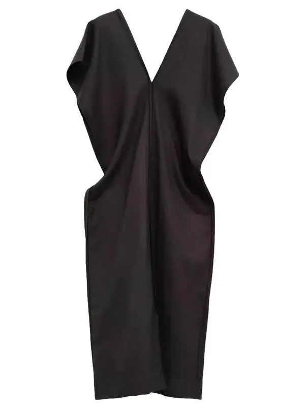 BASERANGE V-neck Draped Midi Dress - Brown