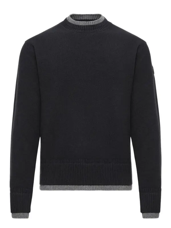 Moncler Leather Logo Wool & Cashmere Blend Sweater - Blue