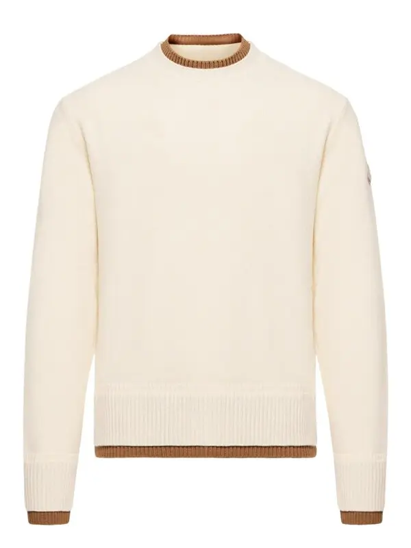 Moncler Leather Logo Wool & Cashmere Blend Sweater - White
