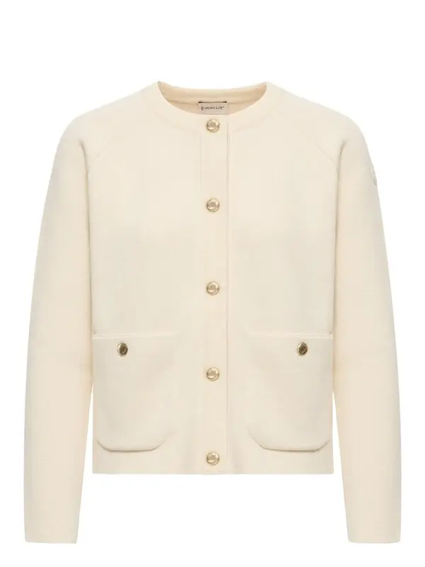 Moncler Wool & Cashmere Blend Cardigan - White