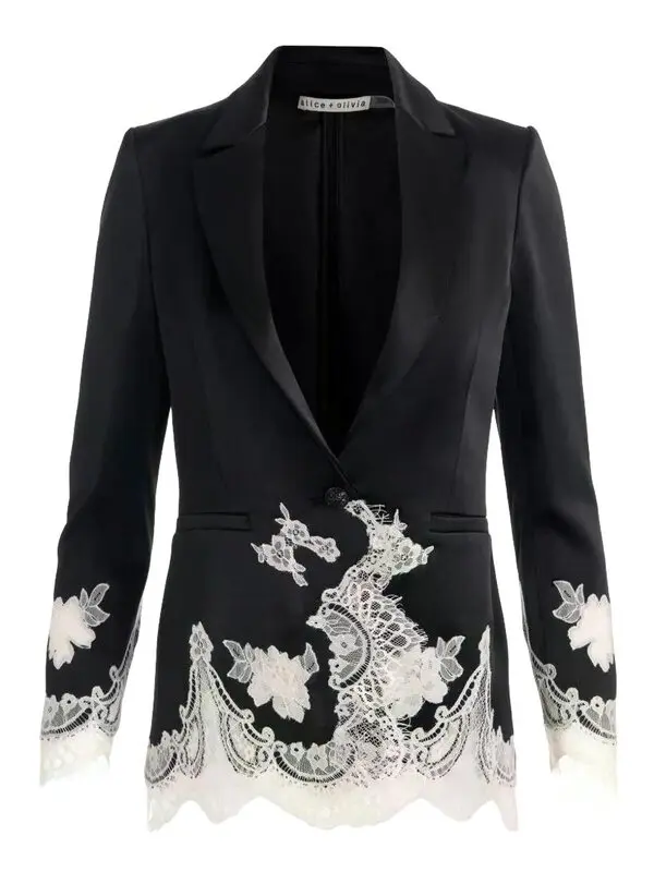 Alice + Olivia Breann Lace-trim Blazer - Black