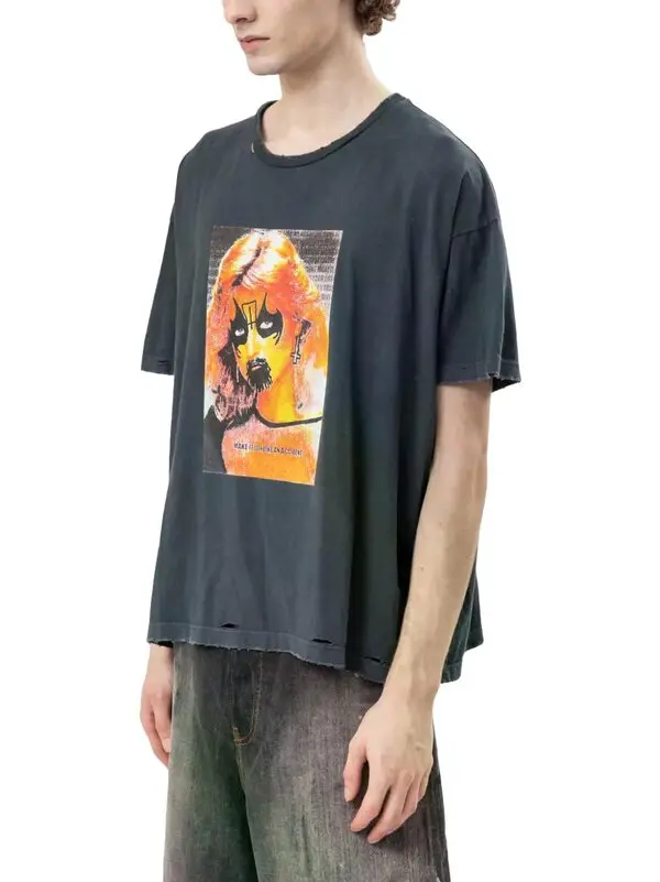 MARKING DISTANCE Graphic-print Distressed T-shirt - Black