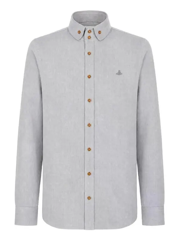 VIVIENNE WESTWOOD Orb-embroidered Button-down Shirt - Grey