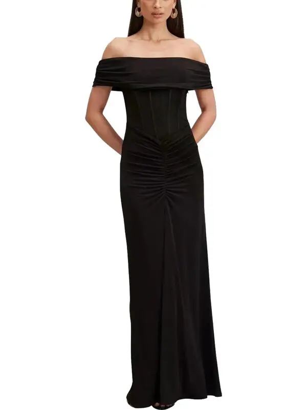 EVER NEW Ania Ruched Bardot Maxi Dress - Black