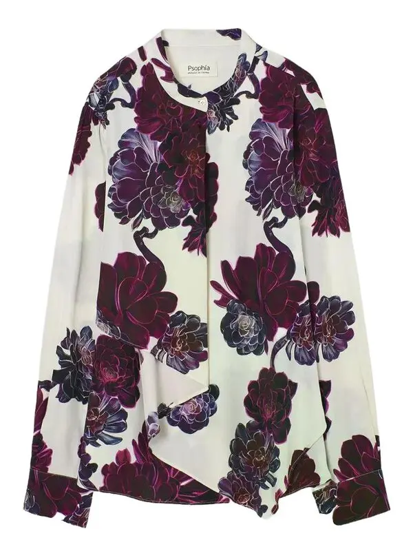 PSOPHIA Aeonium Floral-print Blouse - White